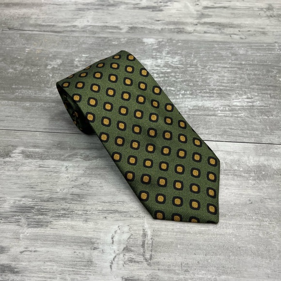 Coach | Accessories | Coach Olive W Gold Black Check Silk Tie | Poshmark